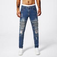 China Distressed Blue Washed Mid Waist wholesale skinny jeans mens Distressed Urban Fashion Custom (Y229) for sale