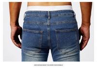 China Distressed Blue Washed Mid Waist wholesale skinny jeans mens Distressed Urban Fashion Custom (Y229) for sale