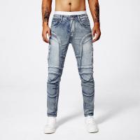 China Light Blue Washed Mid Waist Light Blue wholesale skinny jeans mens Urban Fashion Regular Custom (Y234) for sale