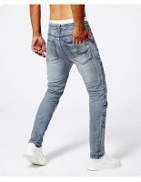 China Light Blue Washed Mid Waist Light Blue wholesale skinny jeans mens Urban Fashion Regular Custom (Y234) for sale