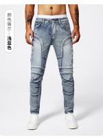 China Light Blue Washed Mid Waist Light Blue wholesale skinny jeans mens Urban Fashion Regular Custom (Y234) for sale