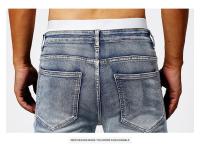 China Light Blue Washed Mid Waist Light Blue wholesale skinny jeans mens Urban Fashion Regular Custom (Y234) for sale