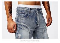 China Light Blue Washed Mid Waist Light Blue wholesale skinny jeans mens Urban Fashion Regular Custom (Y234) for sale