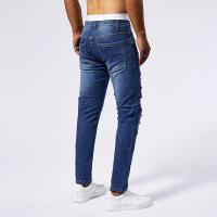 China Mid Waist Blue Mid Waist Youth Trend wholesale skinny jeans mens Slight Stretch Regular Custom (TM223) for sale