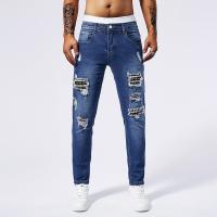China Mid Waist Blue Mid Waist Youth Trend wholesale skinny jeans mens Slight Stretch Regular Custom (TM223) for sale