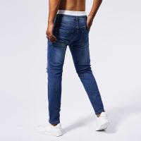 China Mid Waist Blue Mid Waist Youth Trend wholesale skinny jeans mens Slight Stretch Regular Custom (TM223) for sale