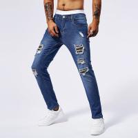 China Mid Waist Blue Mid Waist Youth Trend wholesale skinny jeans mens Slight Stretch Regular Custom (TM223) for sale