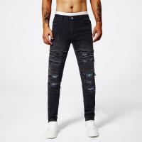 China Distressed Black Mid Waist Urban Fashion wholesale skinny jeans mens Slight Stretch Regular Custom (Y228) for sale