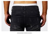 China Distressed Black Mid Waist Urban Fashion wholesale skinny jeans mens Slight Stretch Regular Custom (Y228) for sale