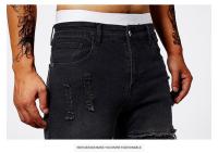 China Distressed Black Mid Waist Urban Fashion wholesale skinny jeans mens Slight Stretch Regular Custom (Y228) for sale