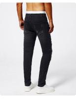 China Distressed Black Mid Waist Urban Fashion wholesale skinny jeans mens Slight Stretch Regular Custom (Y228) for sale