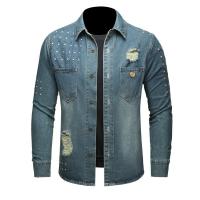 China Blue Blue Basic Solid Color french workwear jacket wholesale Long Sleeve Regular Custom (CS017) for sale