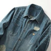 China Blue Blue Basic Solid Color french workwear jacket wholesale Long Sleeve Regular Custom (CS017) for sale