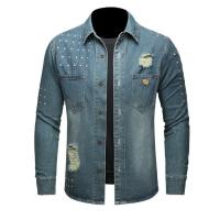 China Blue Blue Basic Solid Color french workwear jacket wholesale Long Sleeve Regular Custom (CS017) for sale