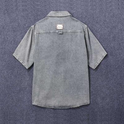 China Summer Regular Solid Color french workwear jacket wholesale Youth Trend Short Sleeve Custom (CS564) for sale