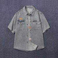 China Summer Regular Solid Color french workwear jacket wholesale Youth Trend Short Sleeve Custom (CS564) for sale
