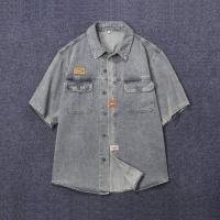 China Summer Regular Solid Color french workwear jacket wholesale Youth Trend Short Sleeve Custom (CS564) for sale