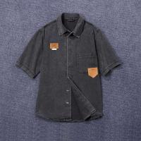 China Summer Regular Dark Grey mens wholesale dress shirts Solid Color Youth Trend Custom (CS573) for sale