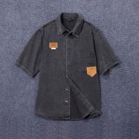 China Summer Regular Dark Grey mens wholesale dress shirts Solid Color Youth Trend Custom (CS573) for sale