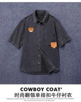China Summer Regular Dark Grey mens wholesale dress shirts Solid Color Youth Trend Custom (CS573) for sale