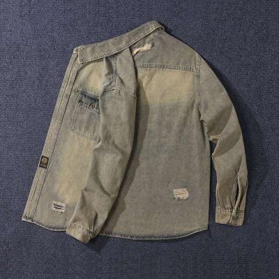China Vintage Color Long Sleeve Vintage Color Urban Fashion french workwear jacket wholesale Loose Fit Single Breasted Custom (CS006) for sale