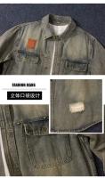 China Vintage Color Long Sleeve Vintage Color Urban Fashion french workwear jacket wholesale Loose Fit Single Breasted Custom (CS006) for sale
