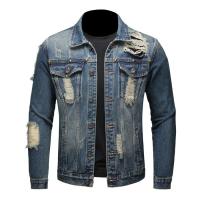 China Blue Long Sleeve Polyester 19% french workwear jacket wholesale Urban Fashion Single Breasted Custom (JK591) for sale