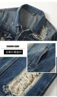 China Blue Long Sleeve Polyester 19% french workwear jacket wholesale Urban Fashion Single Breasted Custom (JK591) for sale