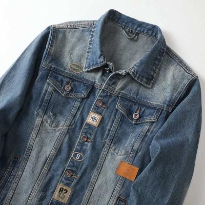 China Blue Blue Long Sleeve Polyester 19% french workwear jacket wholesale Urban Fashion Single Breasted Custom (JK530) for sale