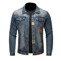 China Blue Blue Long Sleeve Polyester 19% french workwear jacket wholesale Urban Fashion Single Breasted Custom (JK530) for sale