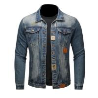 China Blue Blue Long Sleeve Polyester 19% french workwear jacket wholesale Urban Fashion Single Breasted Custom (JK530) for sale