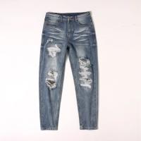 China Light Blue Mid Waist Distressed Light Blue wholesale skinny jeans mens Autumn 2025 Non Stretch Custom (MG804) for sale