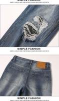 China Light Blue Mid Waist Distressed Light Blue wholesale skinny jeans mens Autumn 2025 Non Stretch Custom (MG804) for sale
