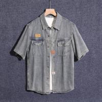 China Summer Regular Solid Color mens wholesale dress shirts Short Sleeve Vintage Color Custom (CS564) for sale