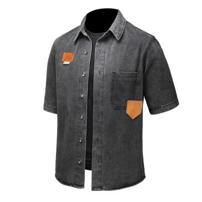 China Black Summer Short Sleeve mens wholesale dress shirts Urban Fashion Single Breasted Custom (CS573) for sale