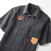 China Black Summer Short Sleeve mens wholesale dress shirts Urban Fashion Single Breasted Custom (CS573) for sale
