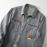 China Blue Youth Trend Long Sleeve french workwear jacket wholesale Regular Single Breasted Custom (CS006) for sale