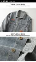 China Blue Youth Trend Long Sleeve french workwear jacket wholesale Regular Single Breasted Custom (CS006) for sale