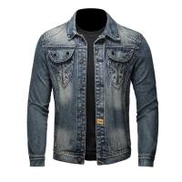 China Single Breasted Blue Long Sleeve Polyester 19% french workwear jacket wholesale Urban Fashion Single Breasted Custom (JK525) for sale