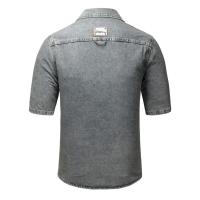 China Blue Summer Solid Color mens wholesale dress shirts Short Sleeve Urban Fashion Custom (CS566) for sale