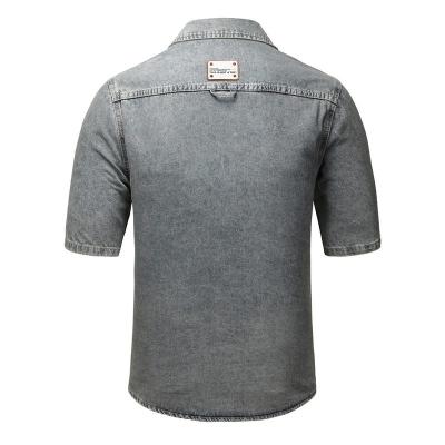 China Blue Summer Solid Color mens wholesale dress shirts Short Sleeve Urban Fashion Custom (CS566) for sale