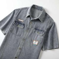 China Blue Summer Solid Color mens wholesale dress shirts Short Sleeve Urban Fashion Custom (CS566) for sale