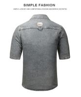 China Blue Summer Solid Color mens wholesale dress shirts Short Sleeve Urban Fashion Custom (CS566) for sale