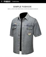 China Blue Summer Solid Color mens wholesale dress shirts Short Sleeve Urban Fashion Custom (CS566) for sale