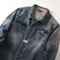 China Embroidered Blue Embroidered Long Sleeve french workwear jacket wholesale Polyester 19% Urban Fashion Custom (JK524) for sale