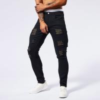 China Black Mid Waist Distressed wholesale skinny jeans mens High Stretch Urban Fashion Custom (TM227) for sale