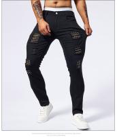 China Black Mid Waist Distressed wholesale skinny jeans mens High Stretch Urban Fashion Custom (TM227) for sale