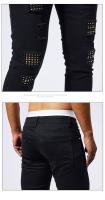 China Black Mid Waist Distressed wholesale skinny jeans mens High Stretch Urban Fashion Custom (TM227) for sale