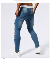 China Blue Mid Waist Regular Fit wholesale skinny jeans mens Urban Fashion Vintage Washed Knit Custom (TM224) for sale