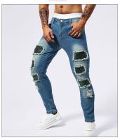 China Blue Mid Waist Regular Fit wholesale skinny jeans mens Urban Fashion Vintage Washed Knit Custom (TM224) for sale